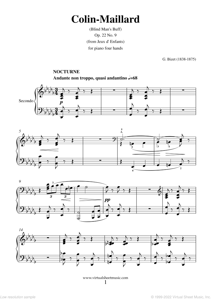 Colin-Maillard, from Jeux d' Enfants sheet music for piano four hands