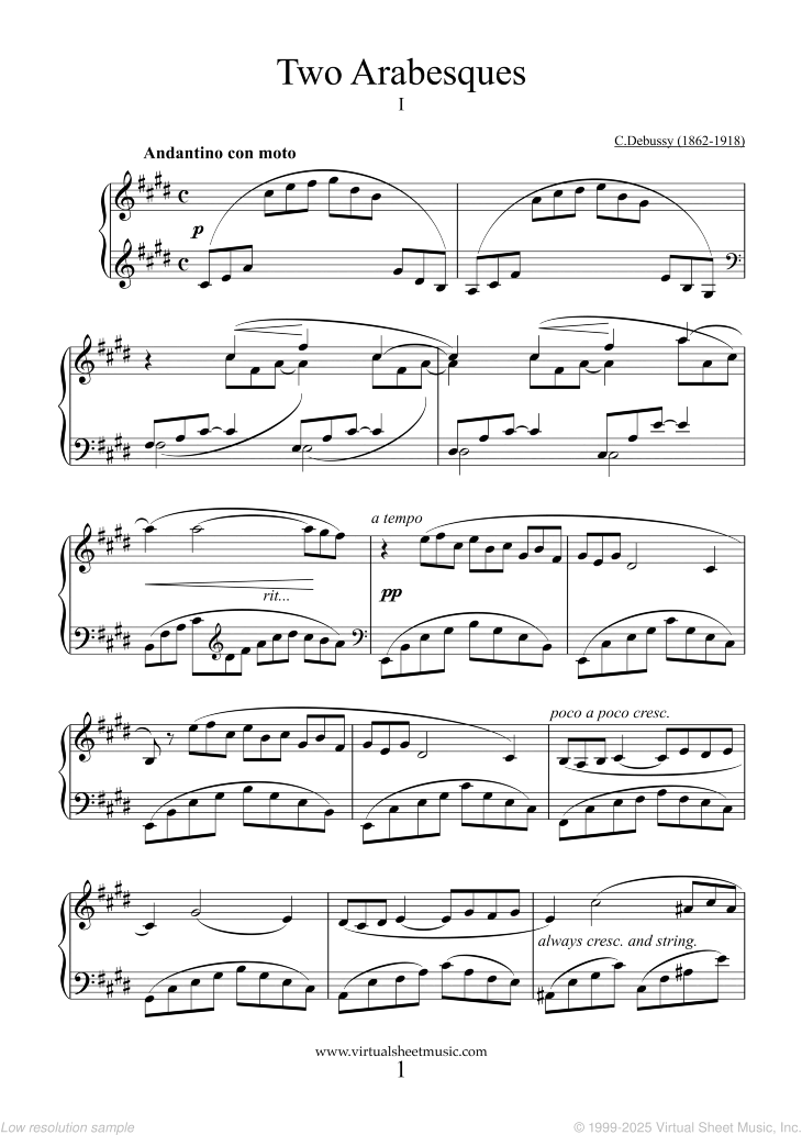 Two Arabesques sheet music for piano solo (PDF-interactive)
