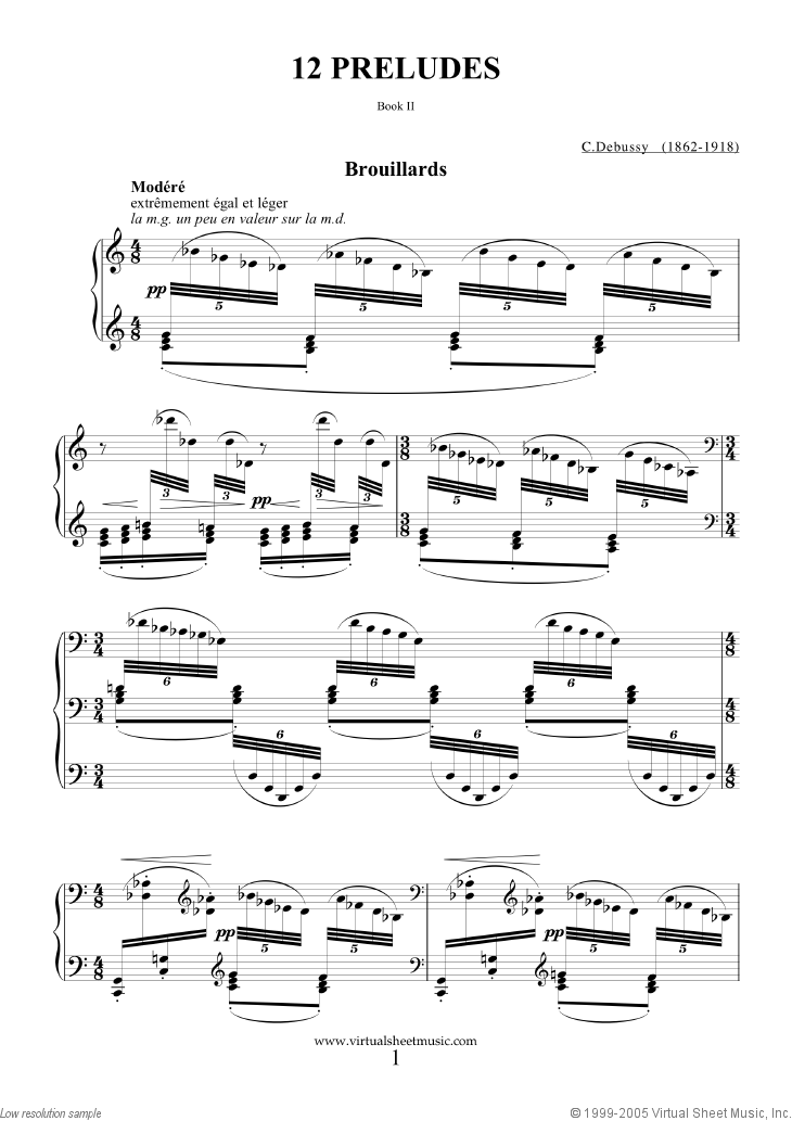 Preludes, book II sheet music for piano solo (PDF-interactive)