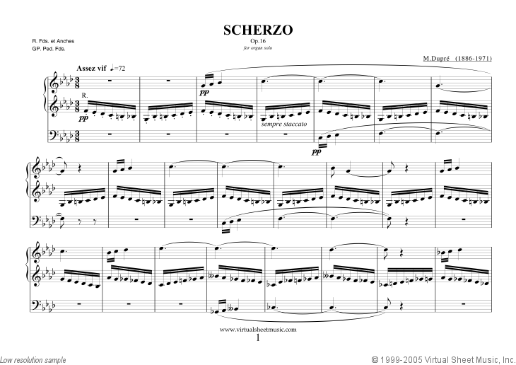 Scherzo sheet music for organ solo (PDF-interactive)