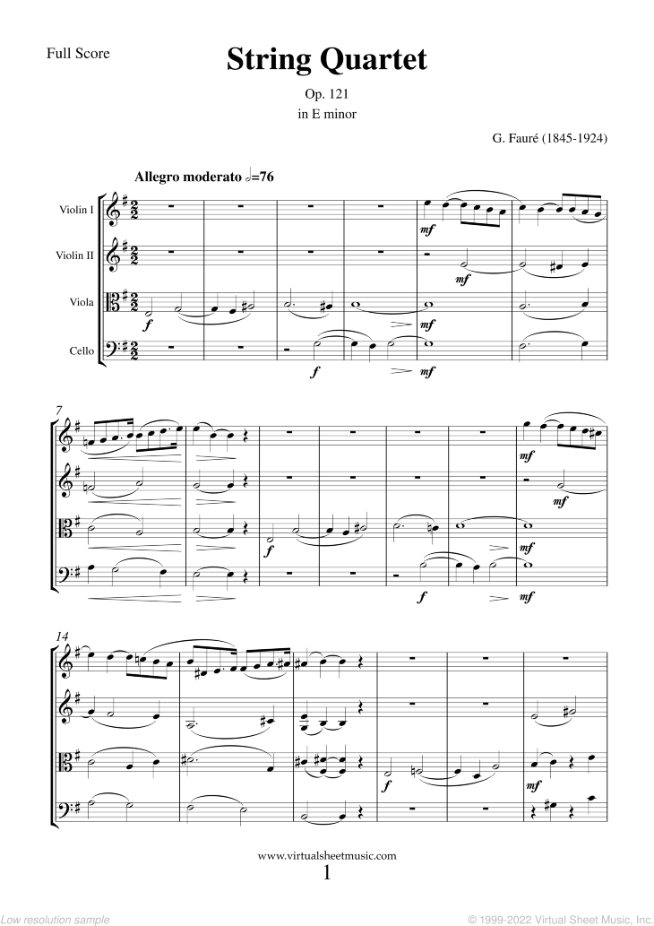 String Quartet in E minor Op. 121 sheet music (PDF-interactive)