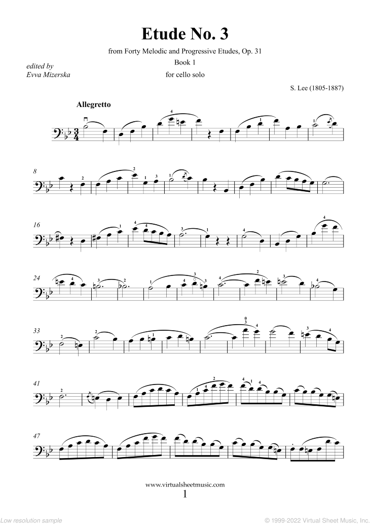 Free Etude No. 3 Op. 31 sheet music for cello solo - High-Quality
