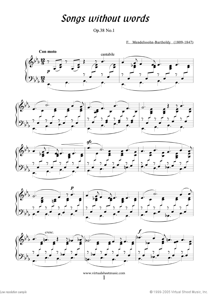 Songs Without Words - coll.2 sheet music for piano solo (PDF)