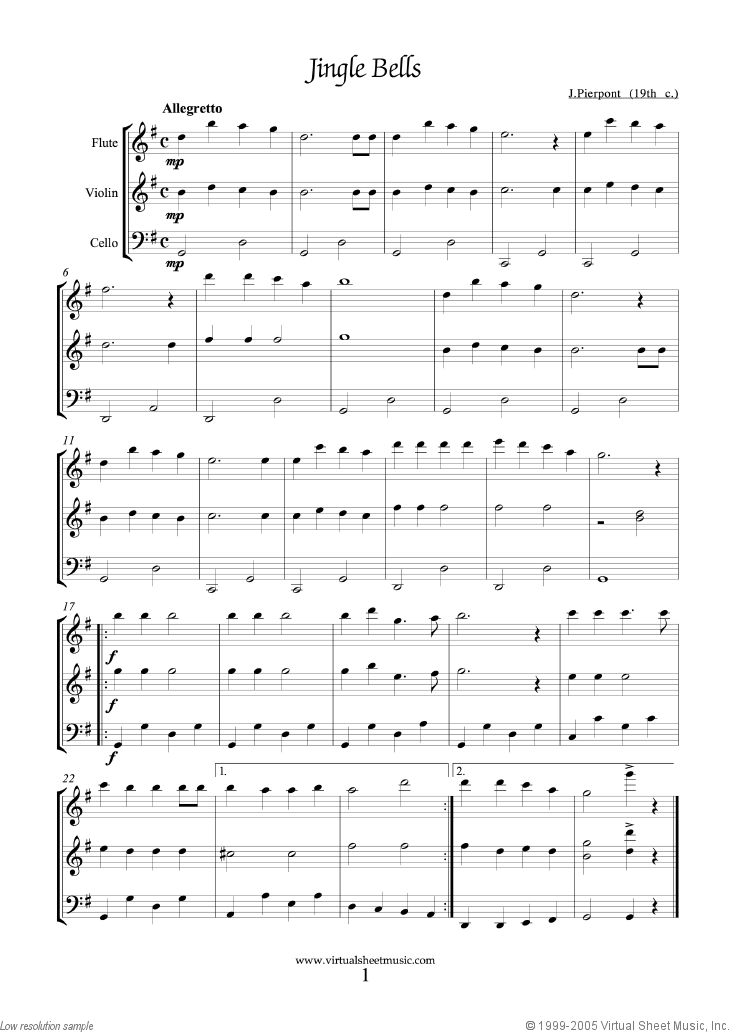Easy Christmas Flute, Violin and Cello Sheet Music (PDF), collection 1 ...