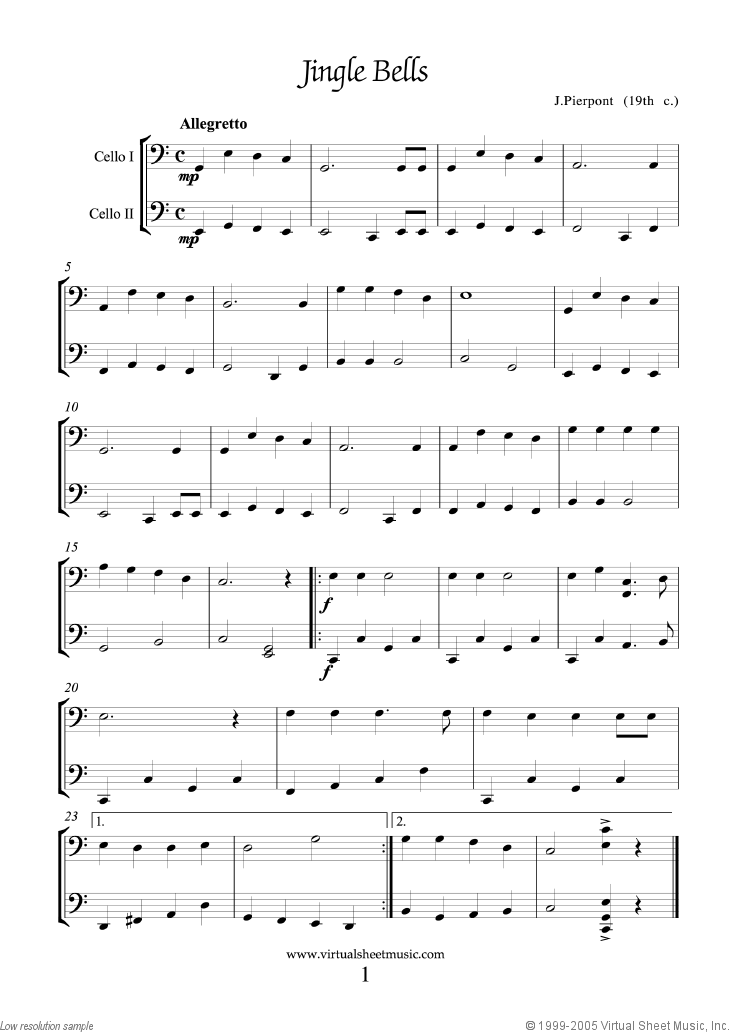 Easy Christmas Cello Duets Sheet Music Songs & Carols (PDF), collection 1