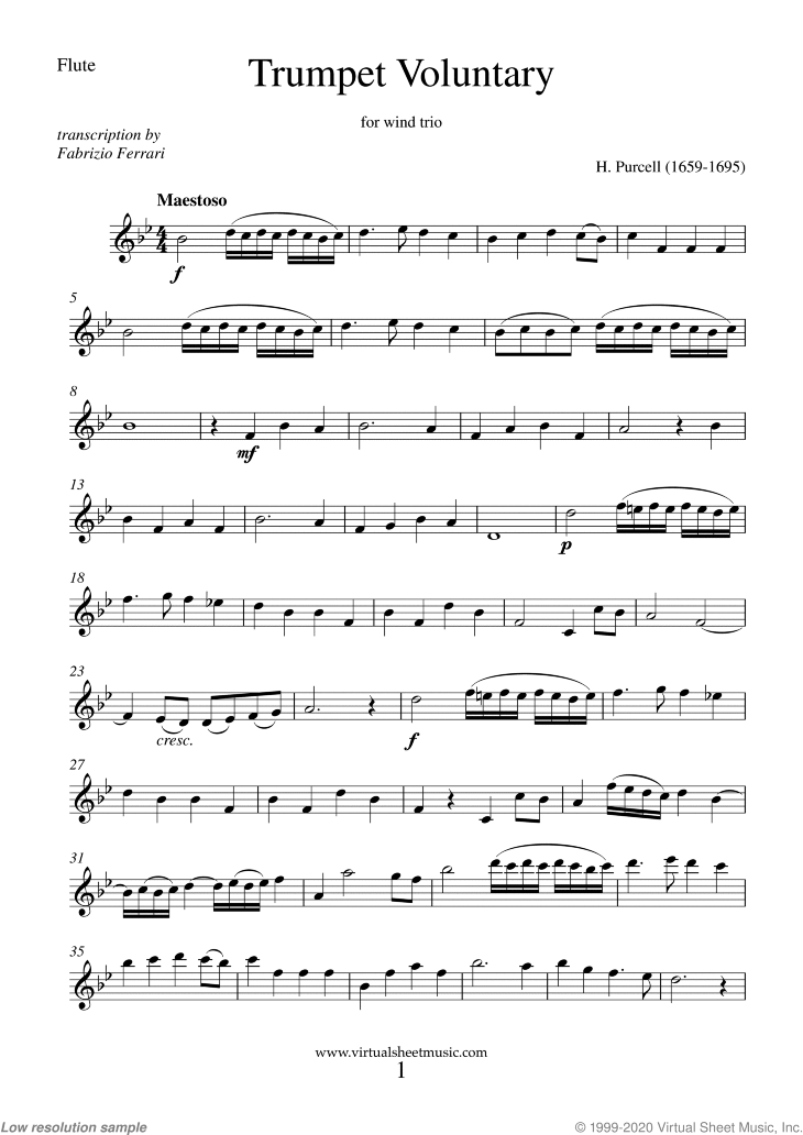 Trumpet Voluntary and Hornpipe (parts) sheet music for wind trio