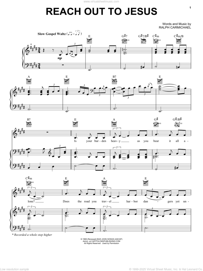 Reach Out To Jesus sheet music for voice, piano or guitar (PDF)