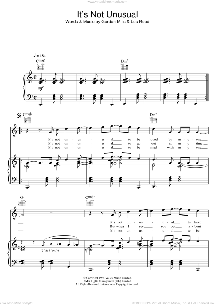 Jones - It's Not Unusual sheet music for voice, piano or guitar