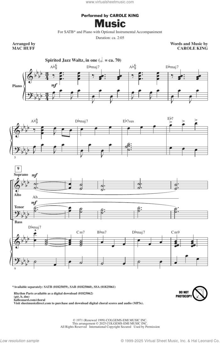 Music (arr. Mac Huff) sheet music for choir (SATB: soprano, alto, tenor, bass)