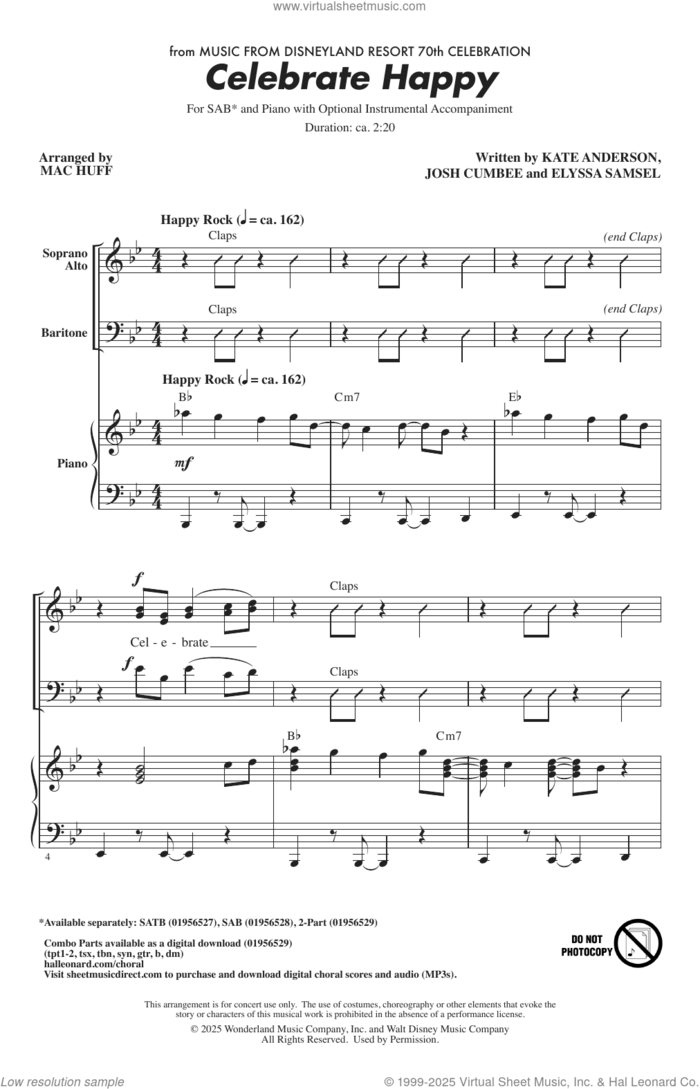 Celebrate Happy (arr. Mac Huff) sheet music for choir (SAB: soprano ...