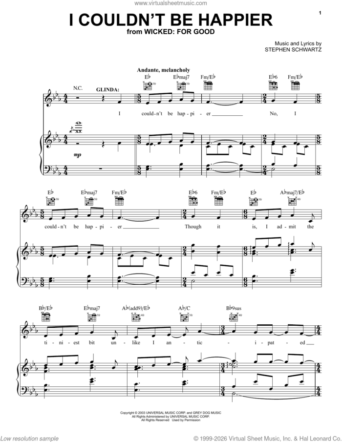 I Couldn't Be Happier (from Wicked: For Good) sheet music for voice ...