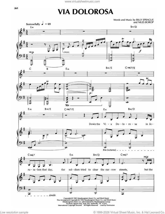 Via Dolorosa sheet music for voice and piano (PDF)
