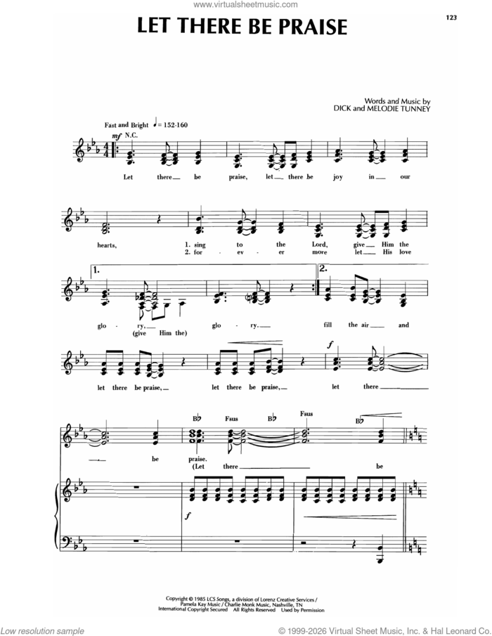 Let There Be Praise sheet music for voice and piano (PDF)