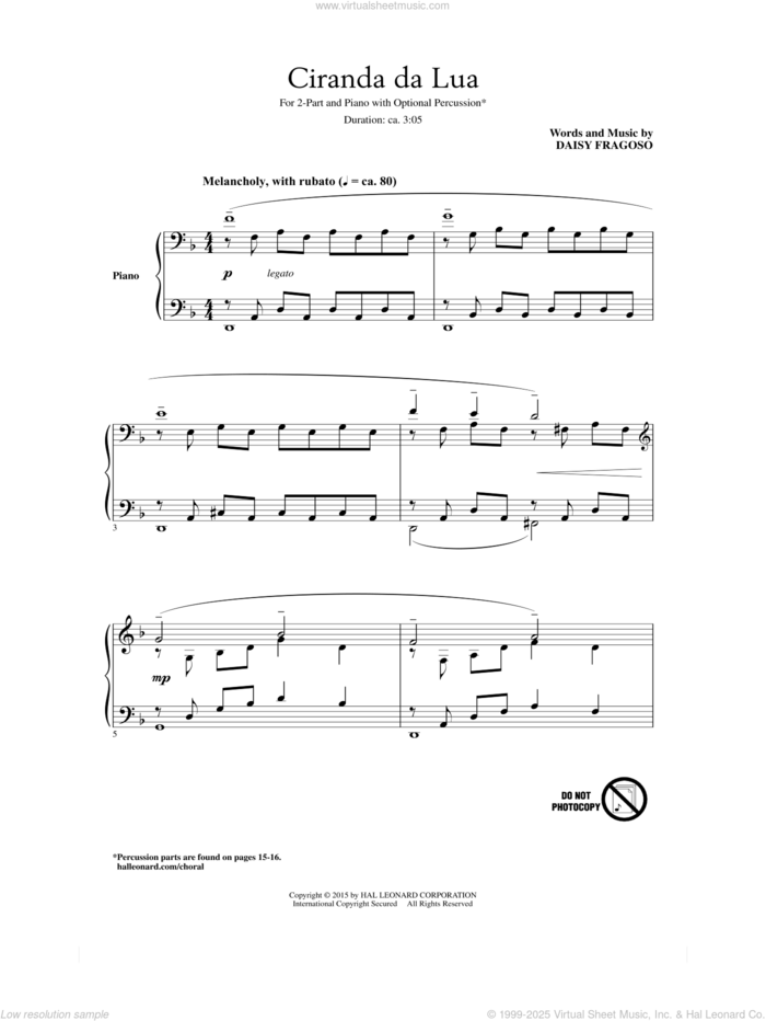 Fragoso - Ciranda Da Lua sheet music for choir (2-Part) (PDF)
