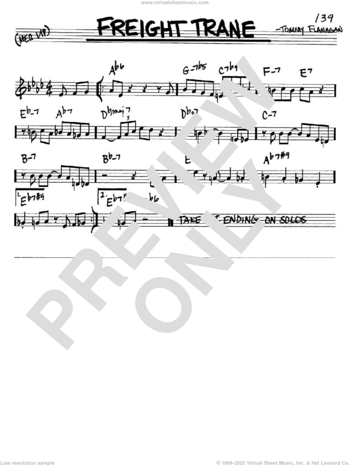 Flanagan - Freight Trane sheet music (real book - melody and chords) (in C)