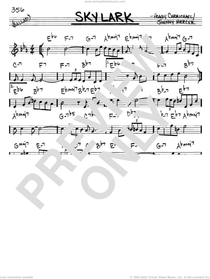 Mercer - Skylark sheet music (real book - melody and chords) (in C)