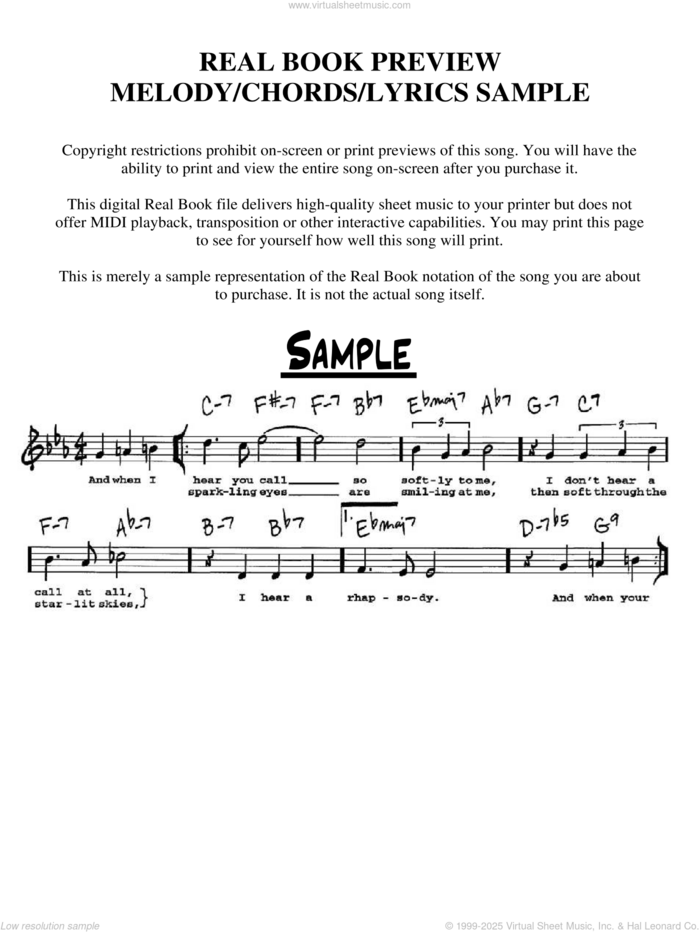 Hammerstein My Favorite Things Sheet Music Real Book With Lyrics
