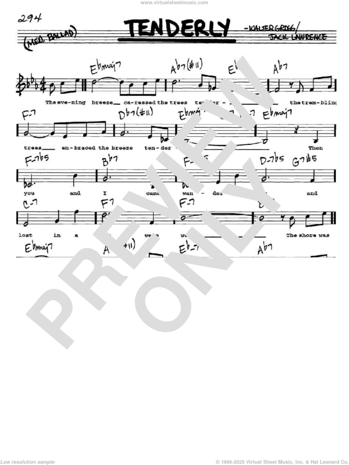 Lawrence - Tenderly sheet music (real book with lyrics) (PDF)