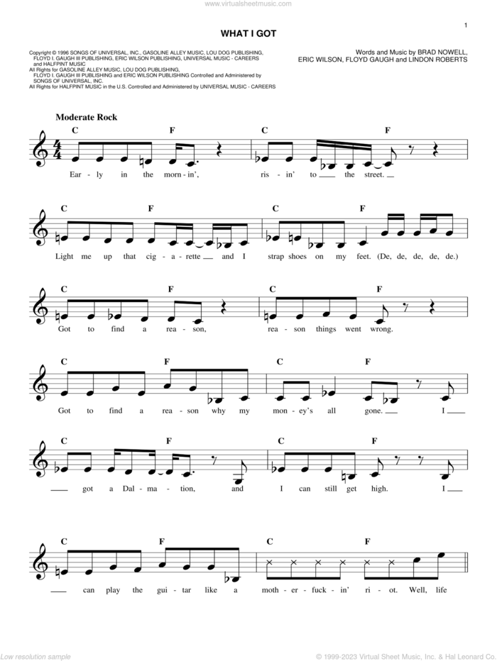 What I Got sheet music (fake book) (PDF)