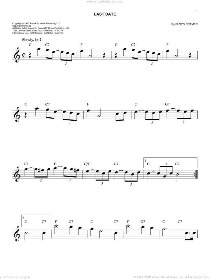 Last Date sheet music (fake book, version 2) (fake book) (PDF)