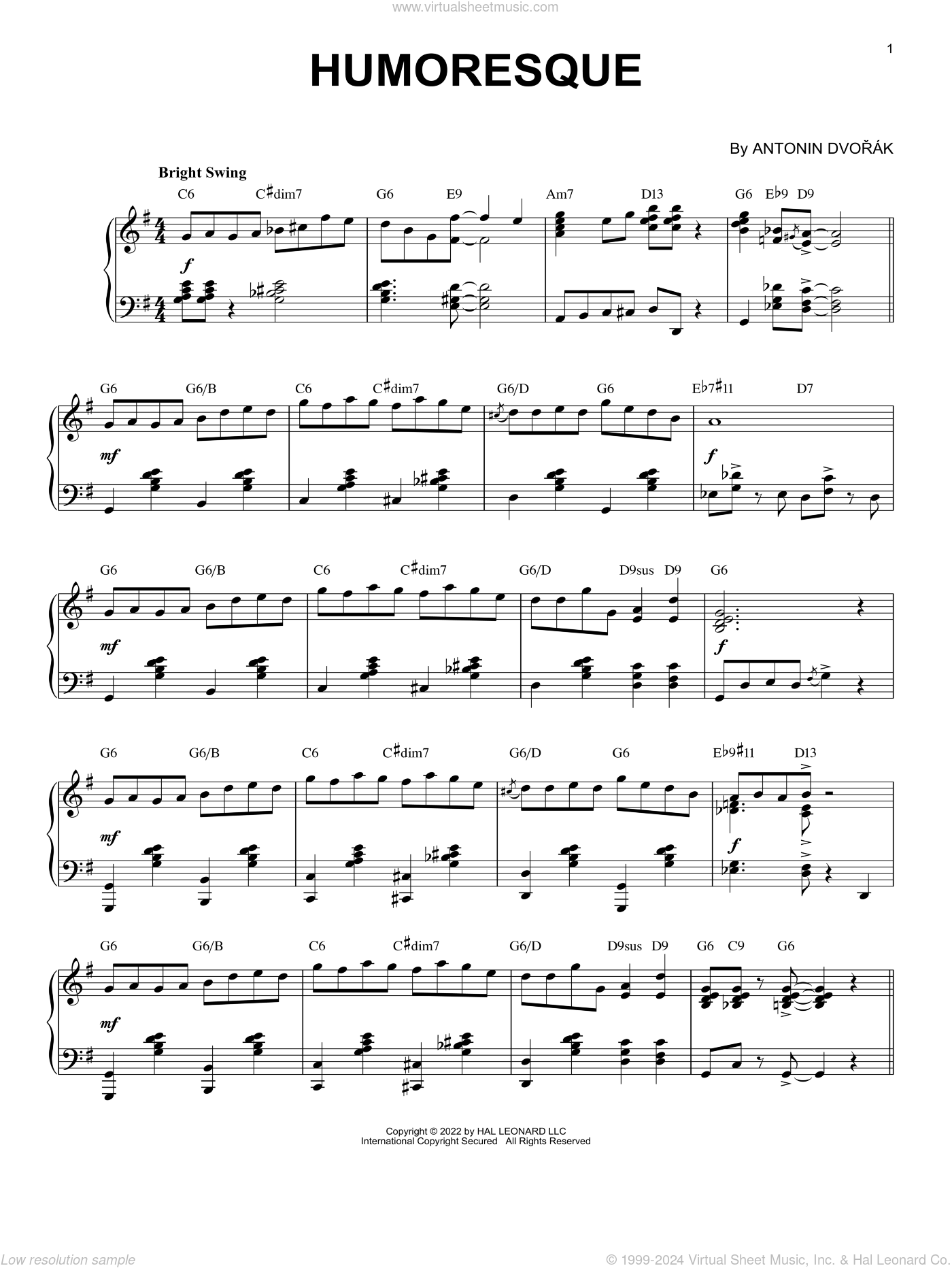 Humoresque [Jazz version] (arr. Brent Edstrom) sheet music for piano solo