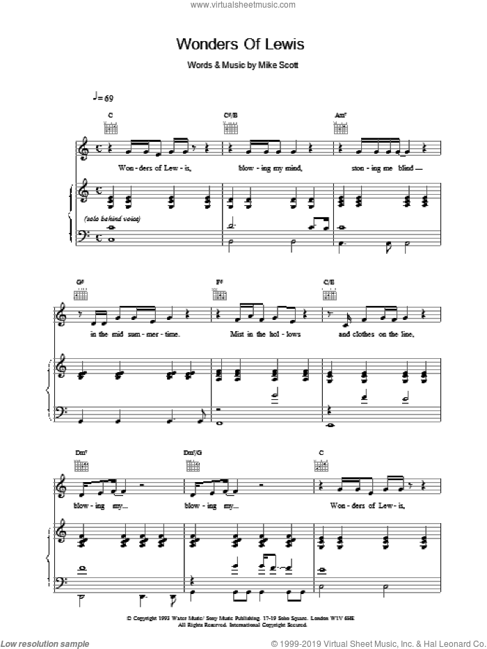 Wonders Of Lewis sheet music for voice, piano or guitar (PDF)