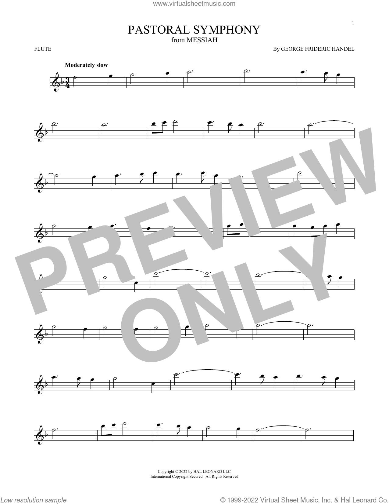 Pastoral Symphony sheet music for flute solo (PDF-interactive)