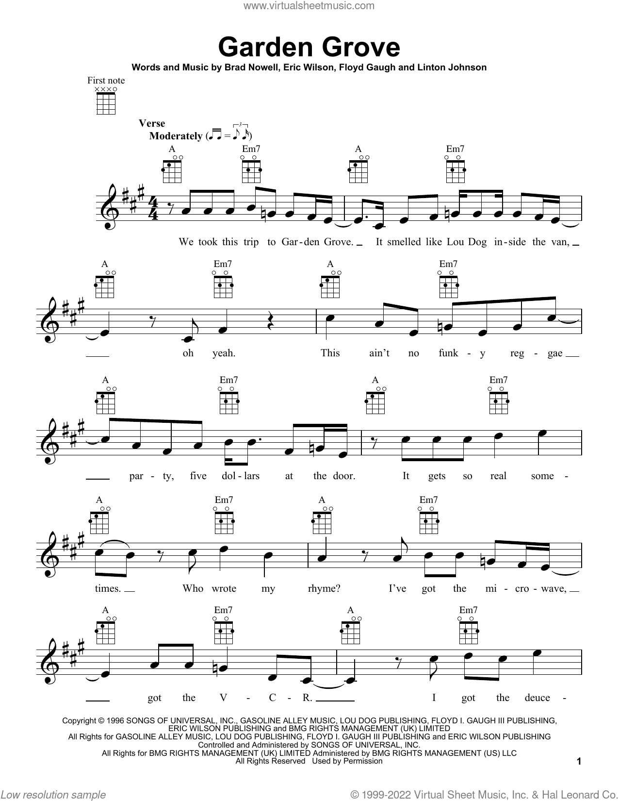 Garden Grove sheet music for ukulele (PDF-interactive)