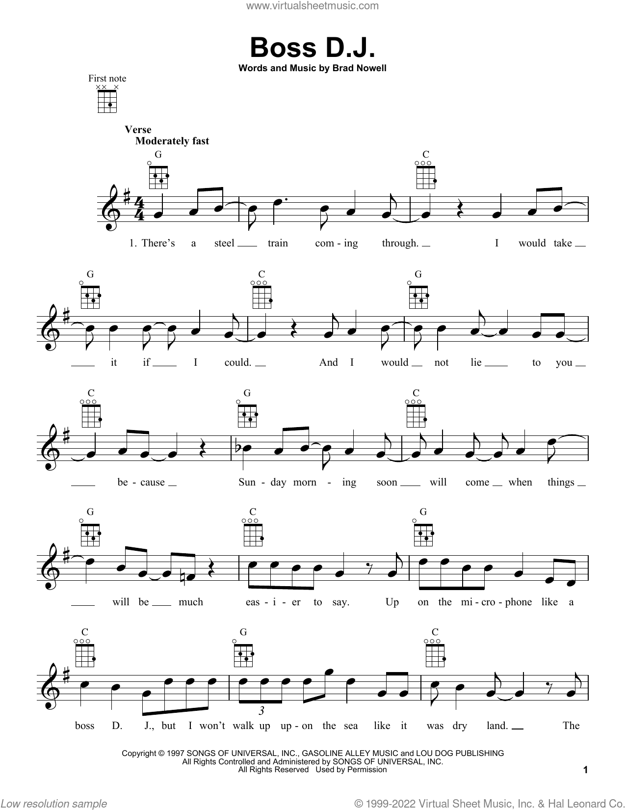 Boss D.J. sheet music for ukulele (PDF-interactive)
