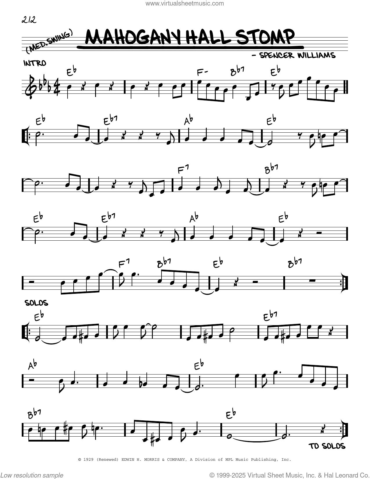 Mahogany Hall Stomp sheet music (real book with lyrics) (PDF)