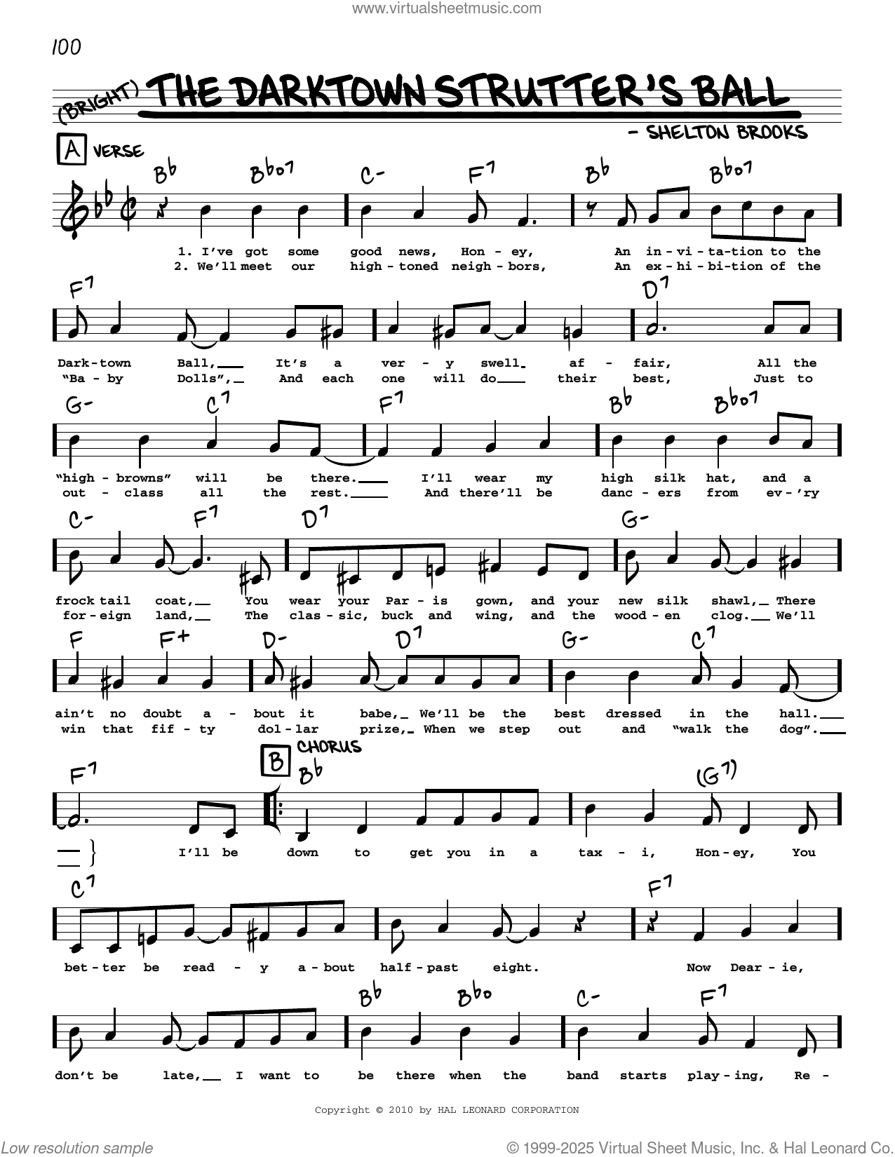 The Darktown Strutters' Ball sheet music (real book with lyrics)