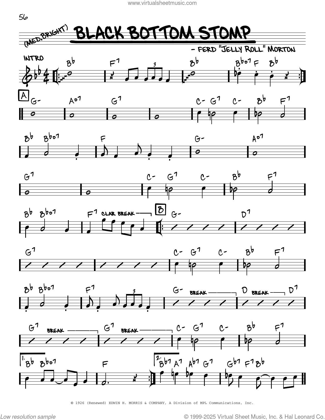 Black Bottom Stomp (arr. Robert Rawlins) sheet music (real book with ...