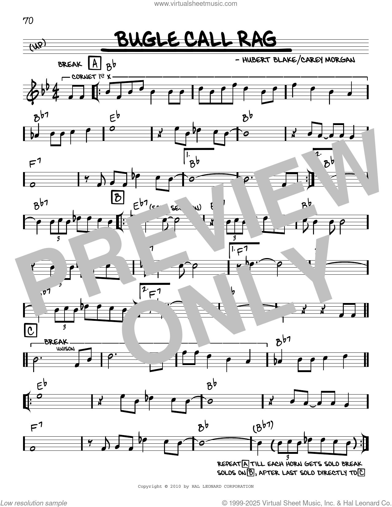 Bugle Call Rag (arr. Robert Rawlins) sheet music (real book with lyrics)