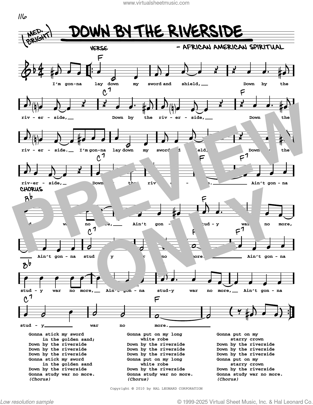Down By The Riverside (arr. Robert Rawlins) sheet music (real book with lyrics)