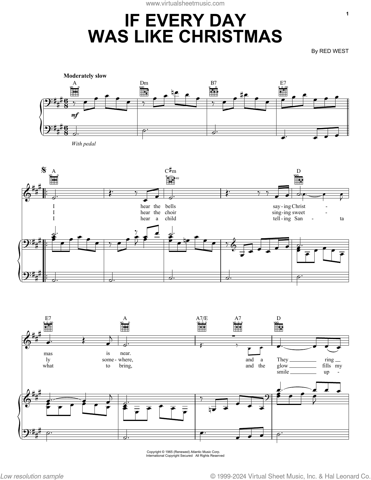 If Every Day Was Like Christmas sheet music for voice, piano or guitar