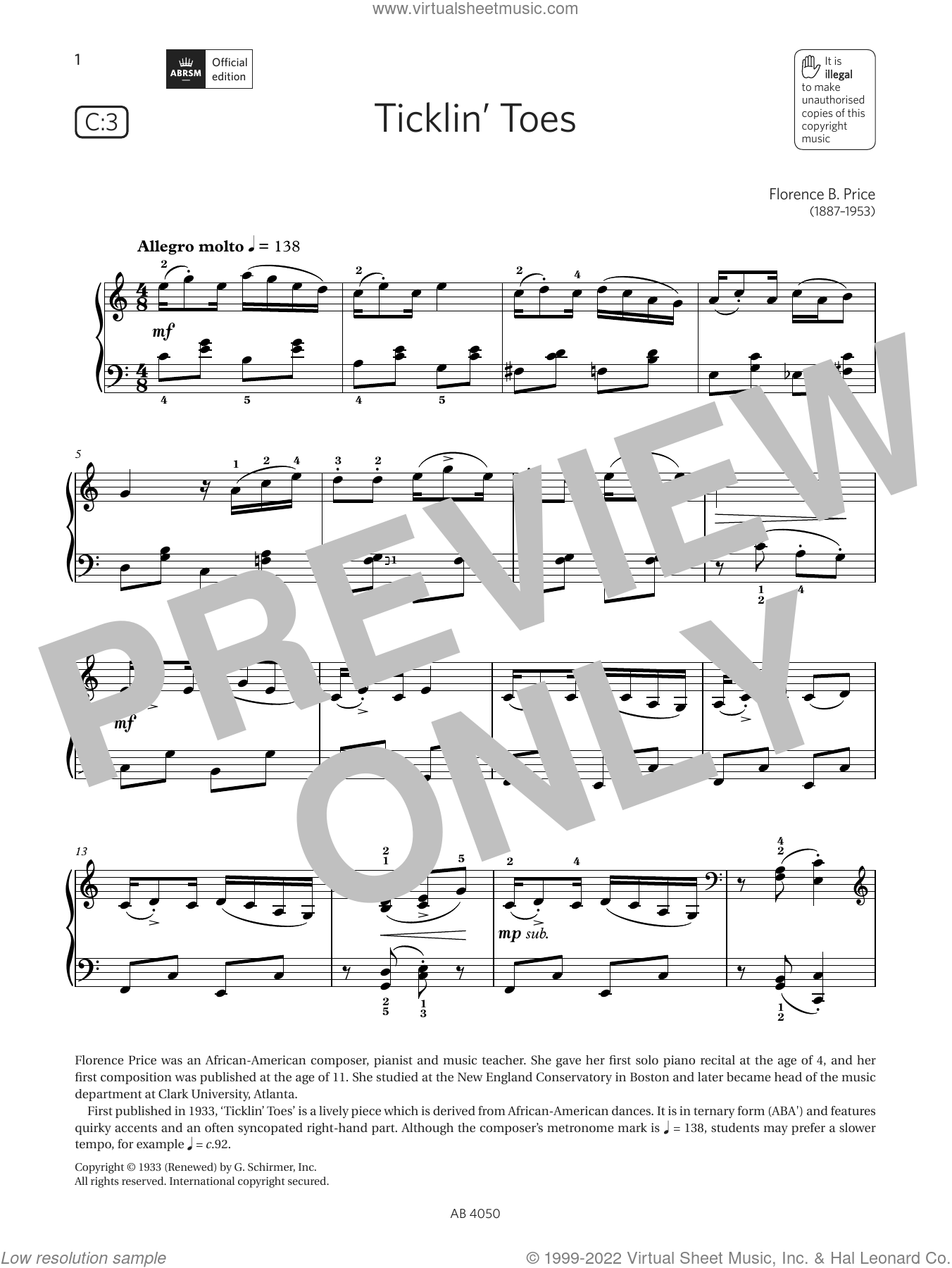 Ticklin Toes (Grade 4, list C3, from the ABRSM Piano Syllabus 2023 and ...