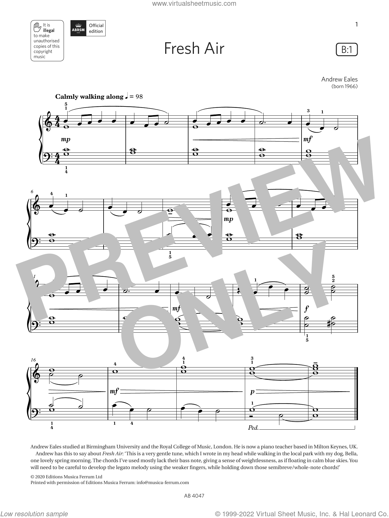 Fresh Air (Grade 1, list B1, from the ABRSM Piano Syllabus 2023 and ...