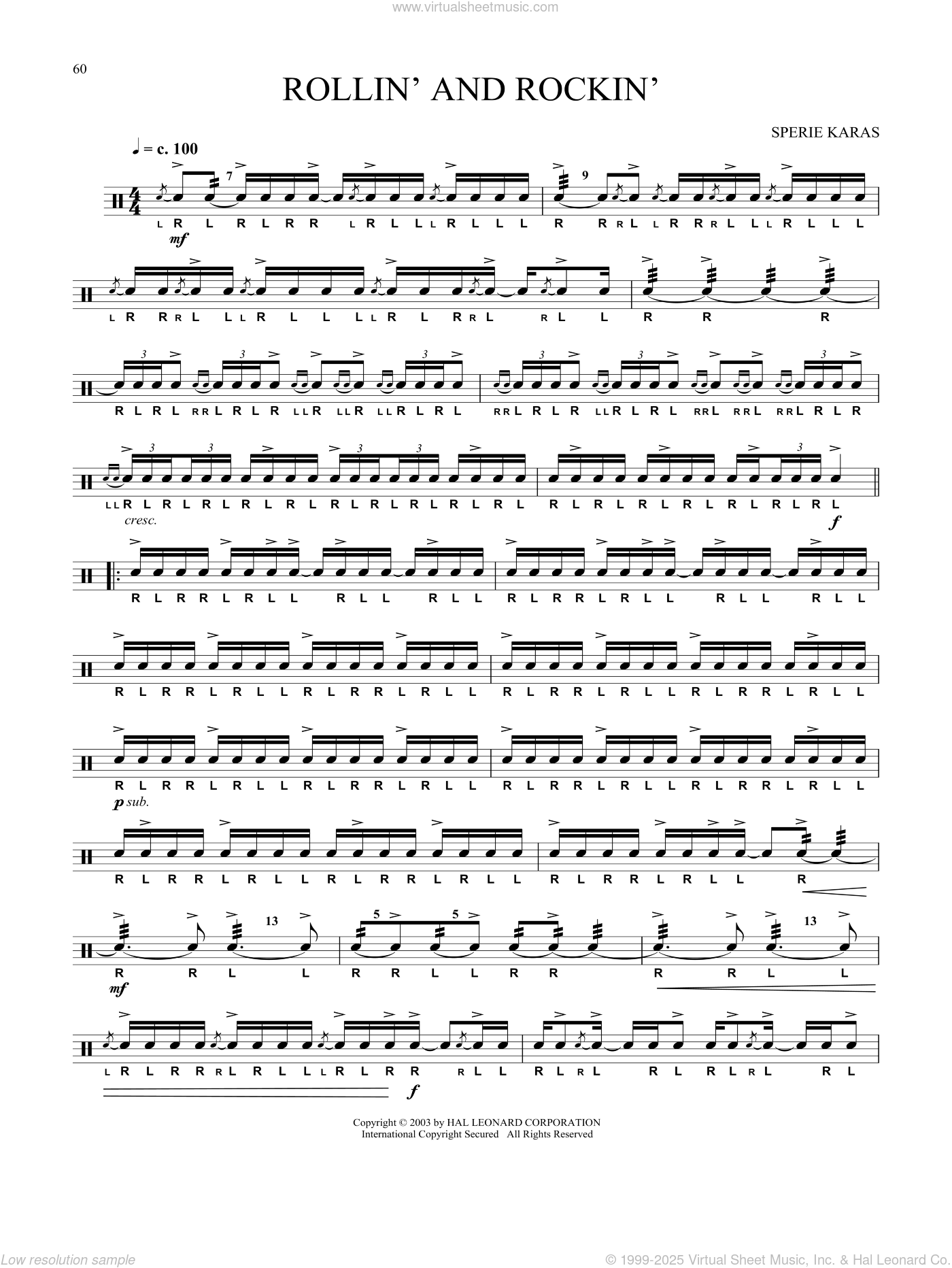 Rollin' And Rockin' sheet music for Snare Drum Solo (percussions, drums)
