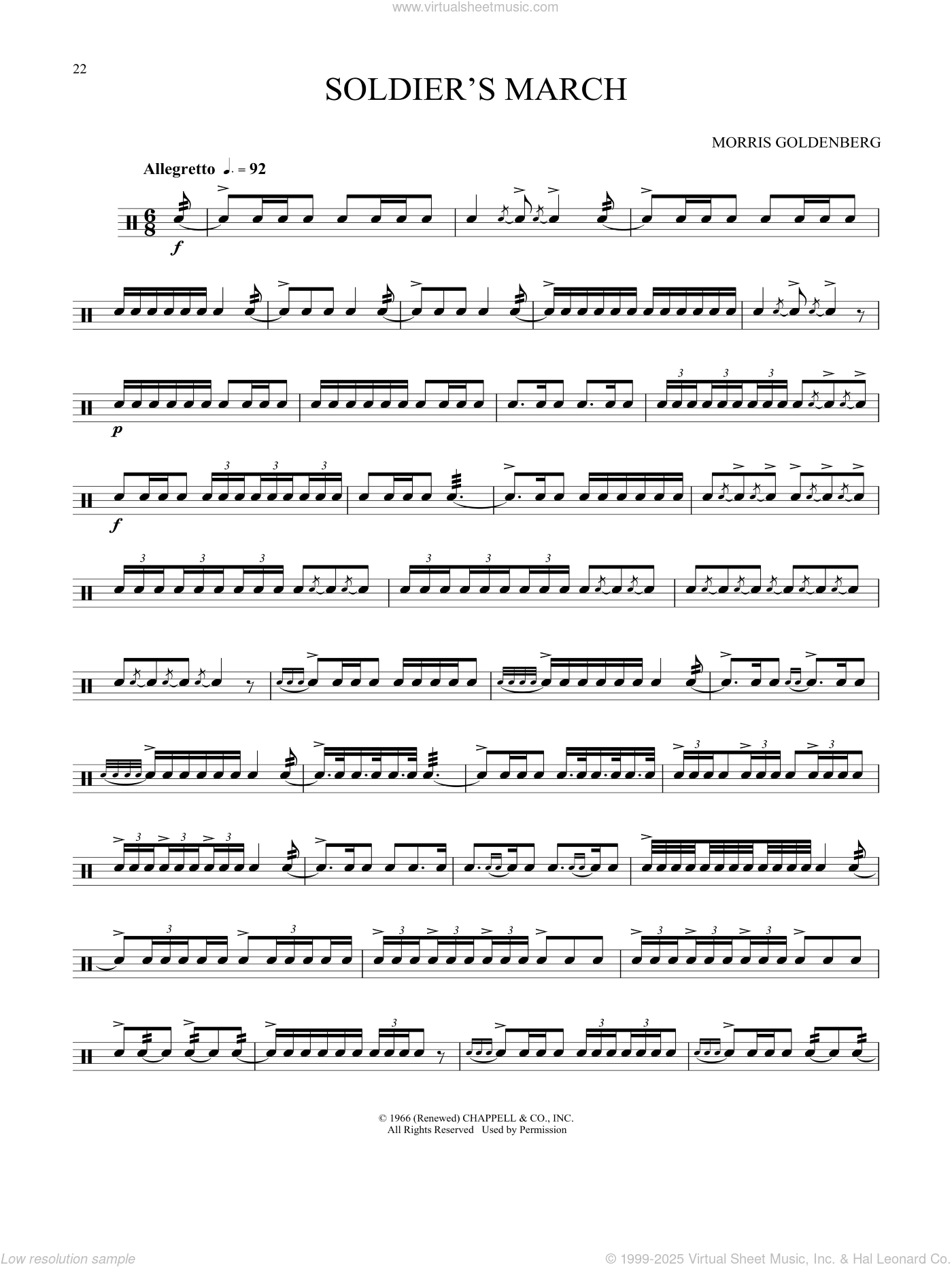 Soldier's March sheet music for Snare Drum Solo (percussions, drums)