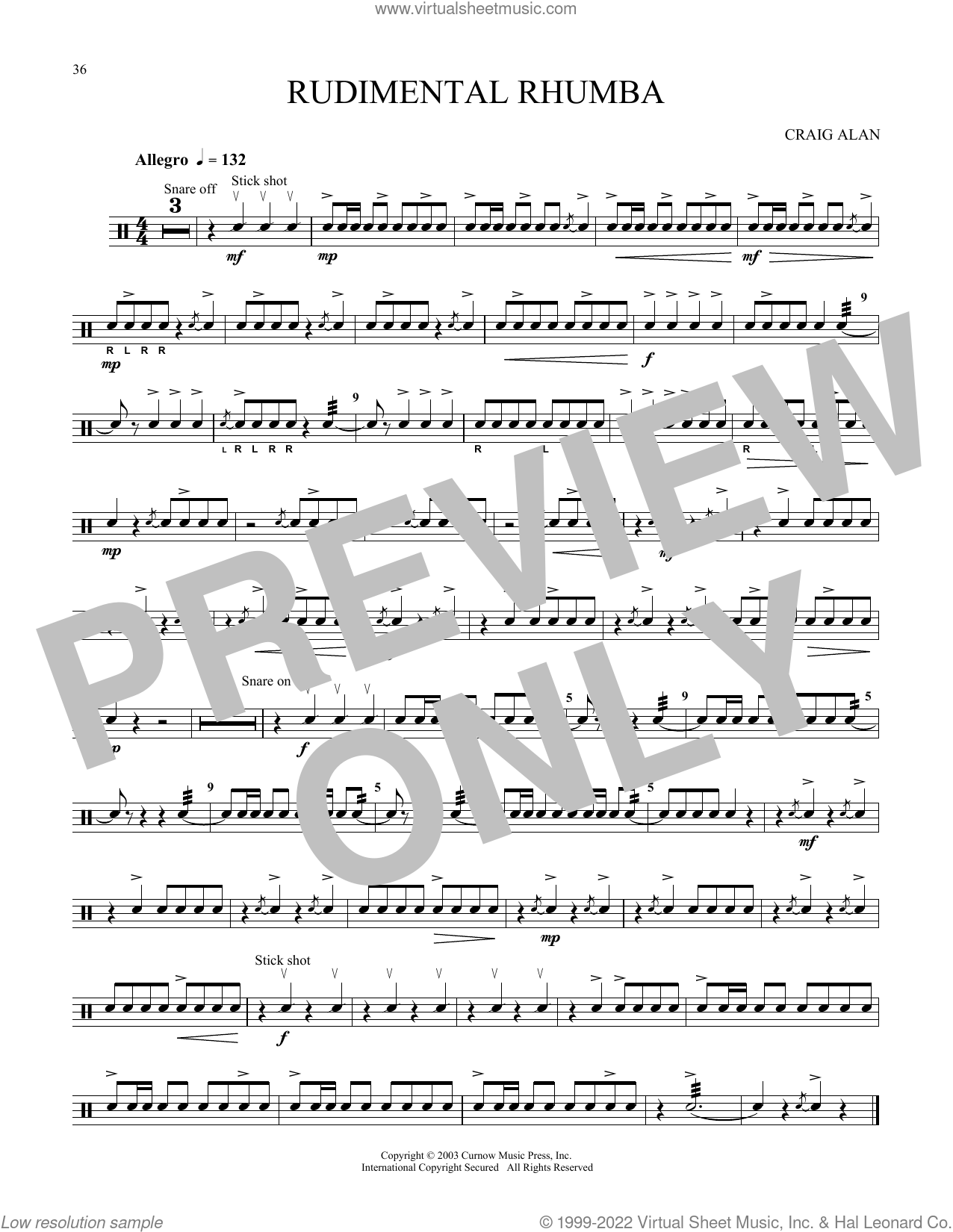 Rudimental Rhumba sheet music for Snare Drum Solo (percussions, drums)