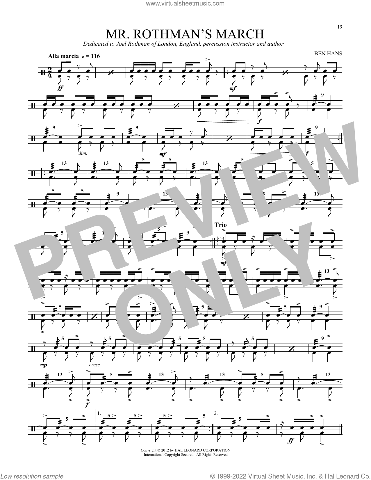 Mr. Rothman's March sheet music for Snare Drum Solo (percussions, drums)