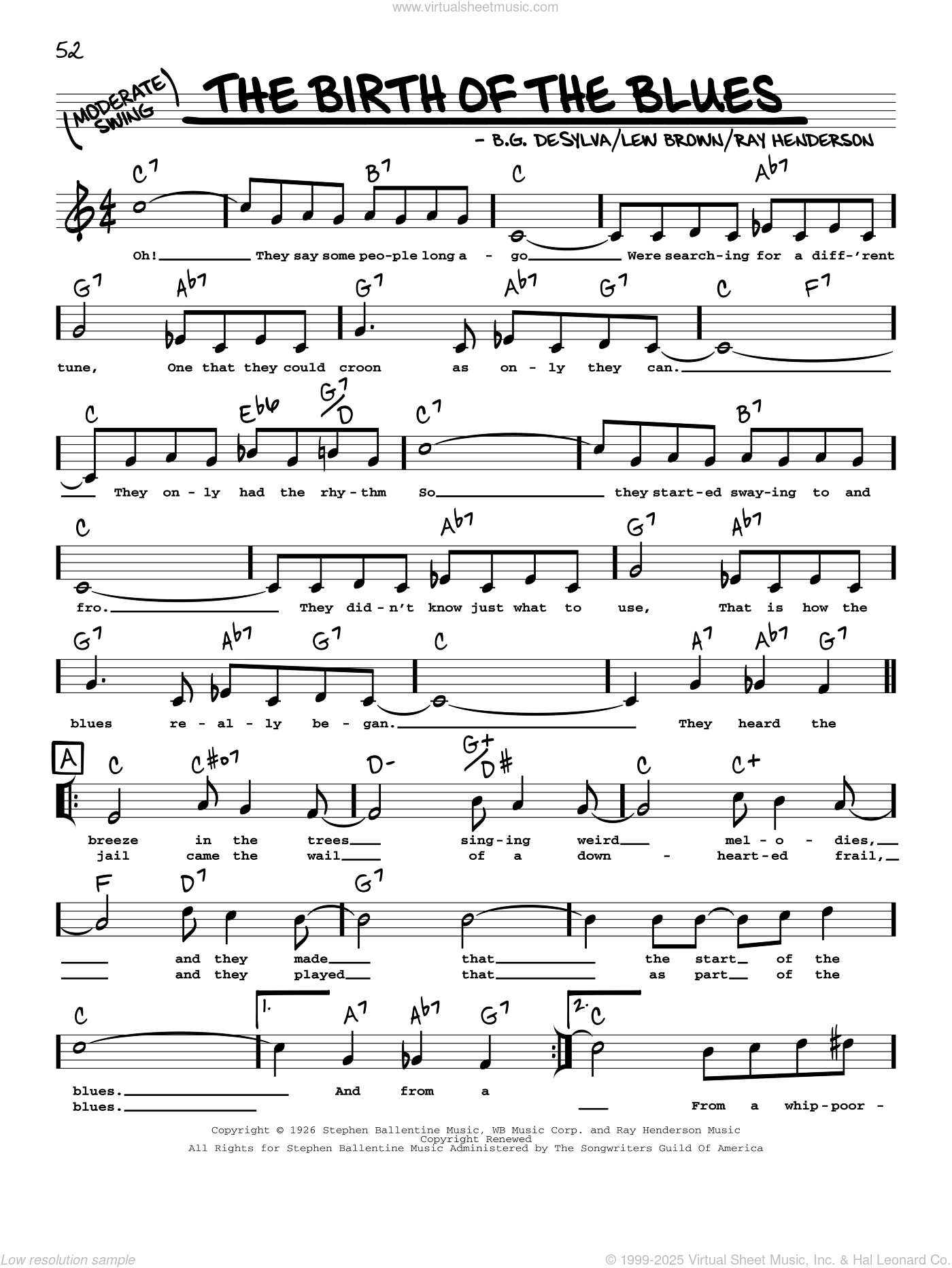 The Birth Of The Blues (arr. Robert Rawlins) sheet music (real book ...