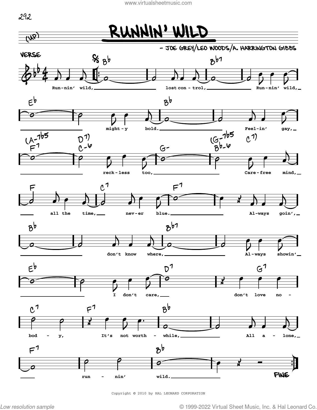 Runnin' Wild (arr. Robert Rawlins) sheet music (real book with lyrics)