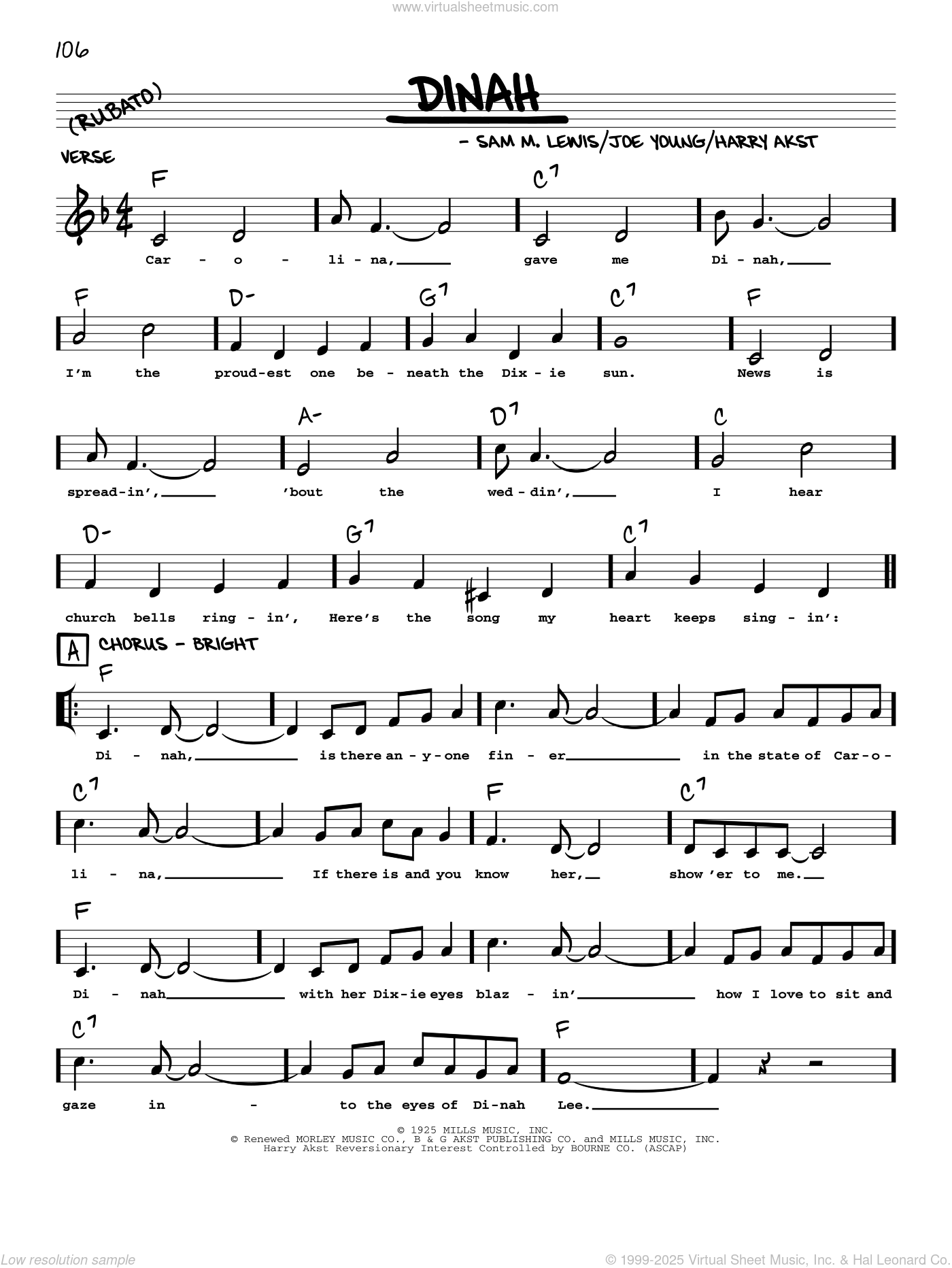Dinah (arr. Robert Rawlins) sheet music (real book with lyrics)