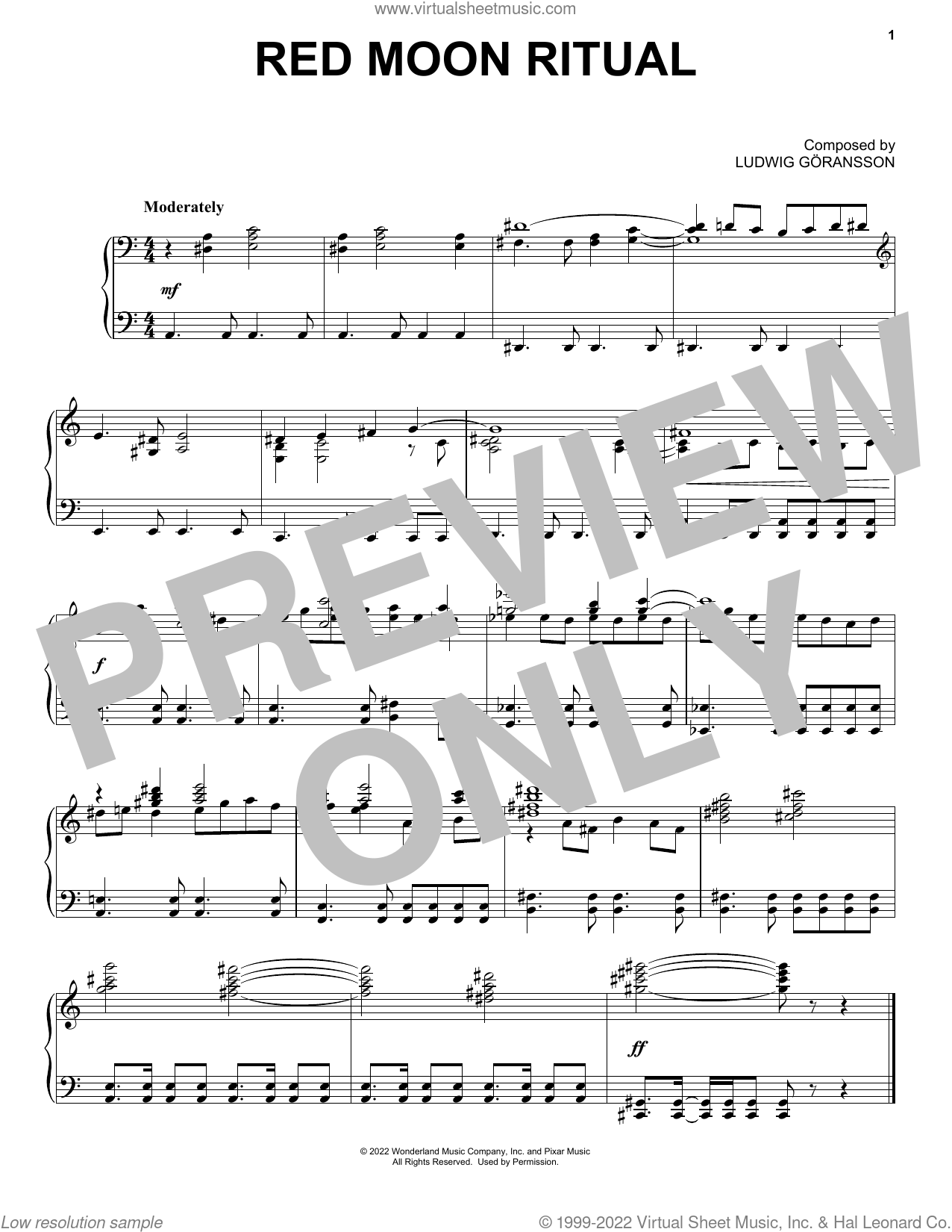 Red Moon Ritual (from Turning Red) sheet music for piano solo