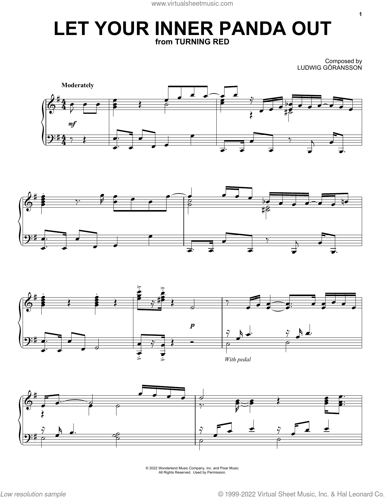 Let Your Inner Panda Out (from Turning Red) sheet music for piano solo