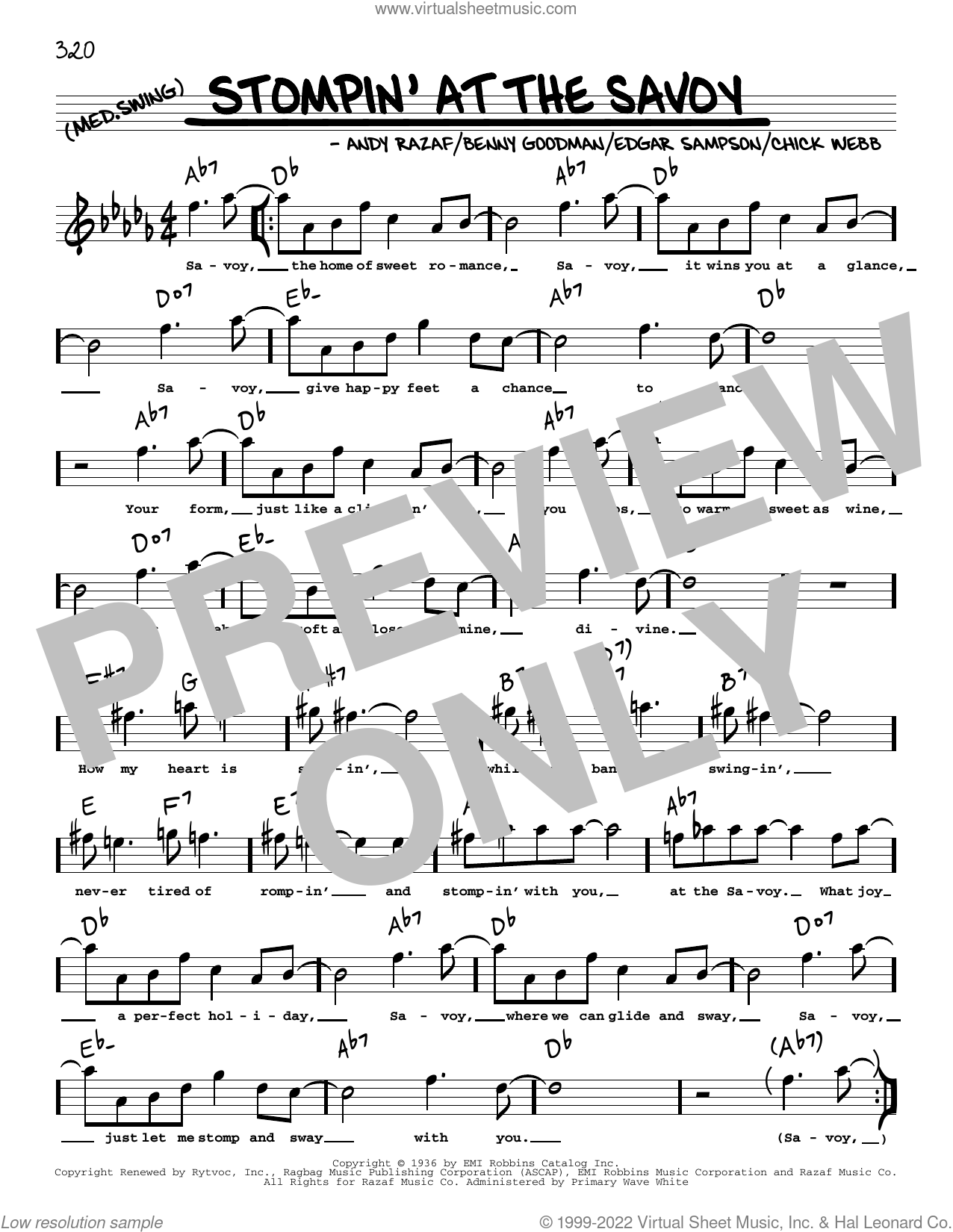 Stompin' At The Savoy (arr. Robert Rawlins) sheet music (real book with ...