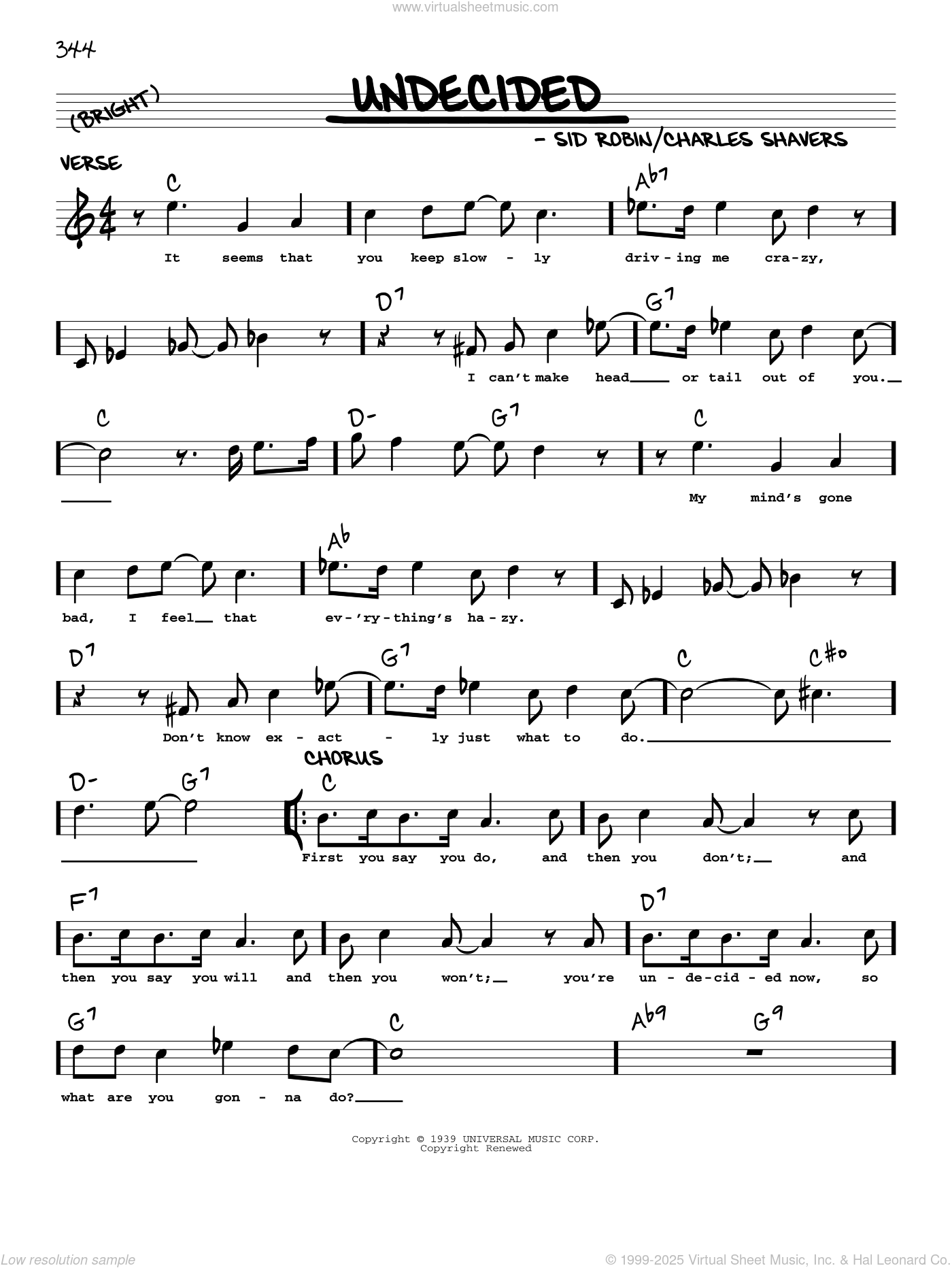Undecided (arr. Robert Rawlins) sheet music (real book with lyrics)