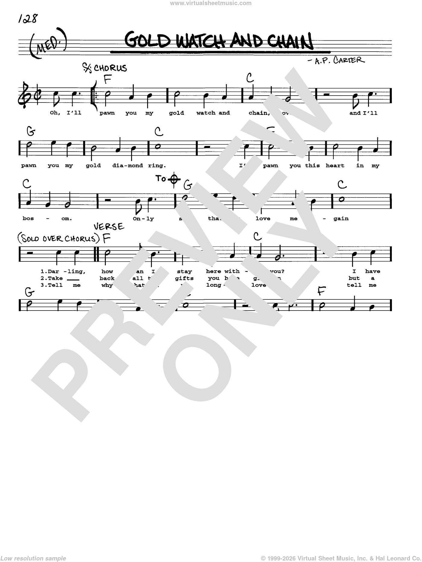 Gold Watch And Chain sheet music (real book with lyrics) (PDF)
