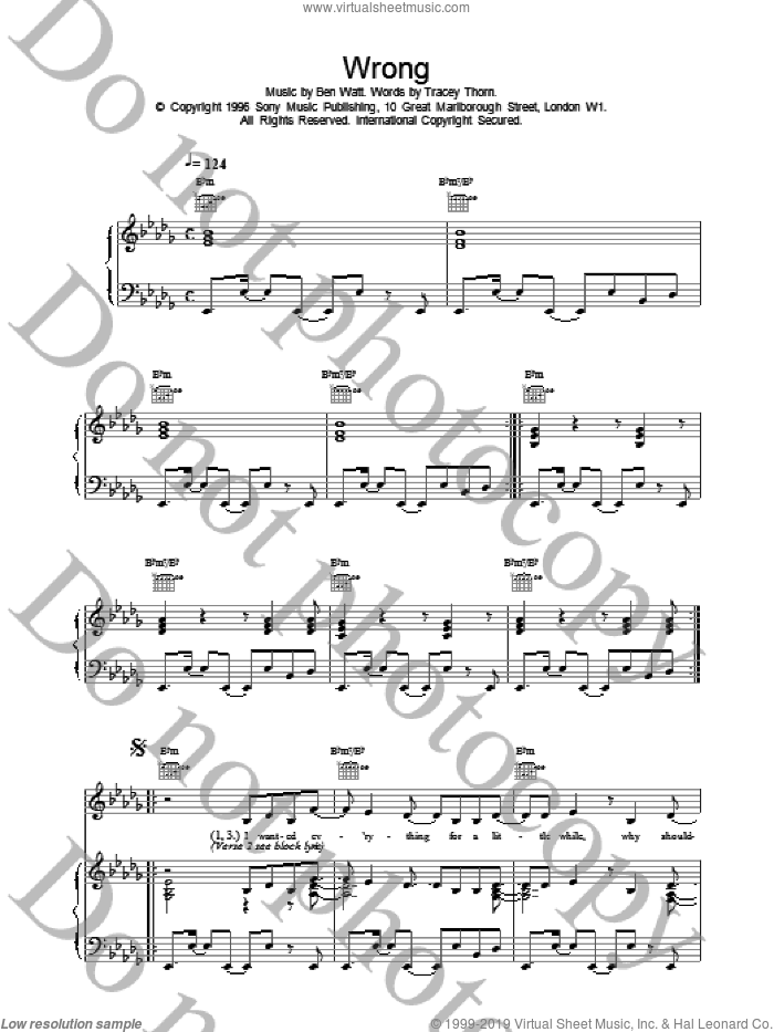 Wrong sheet music for voice, piano or guitar (PDF)